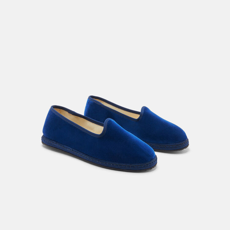 Valentina Blue Velvet Friulane Slippers for Women | Scarosso®
