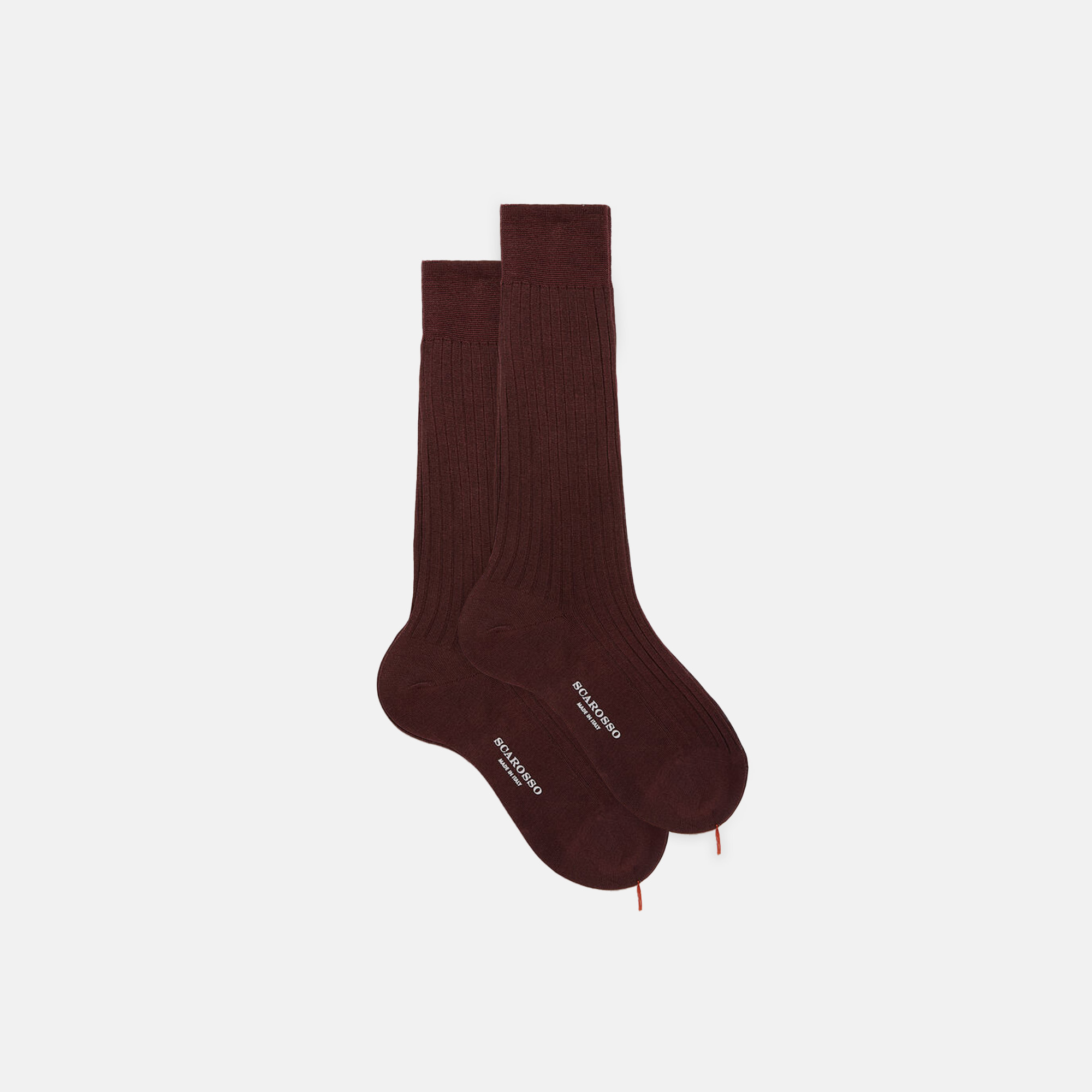 Men's Burgundy Cotton Calf Socks | Scarosso