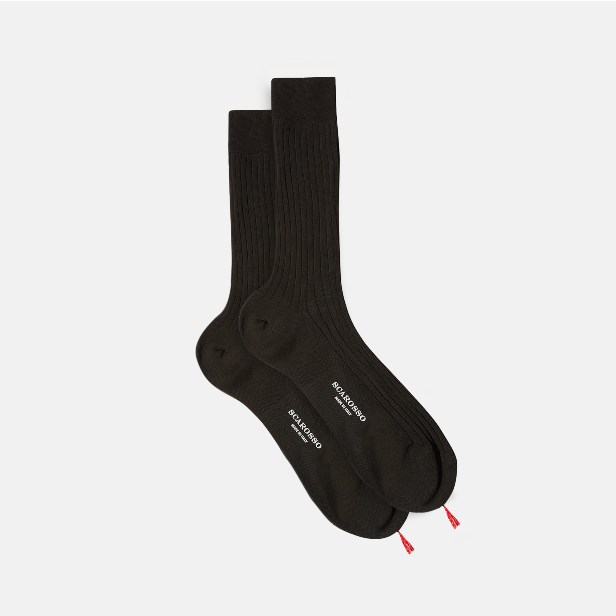 Men's Brown - Wool Socks - Dark Brown Wool Calf Socks | Scarosso